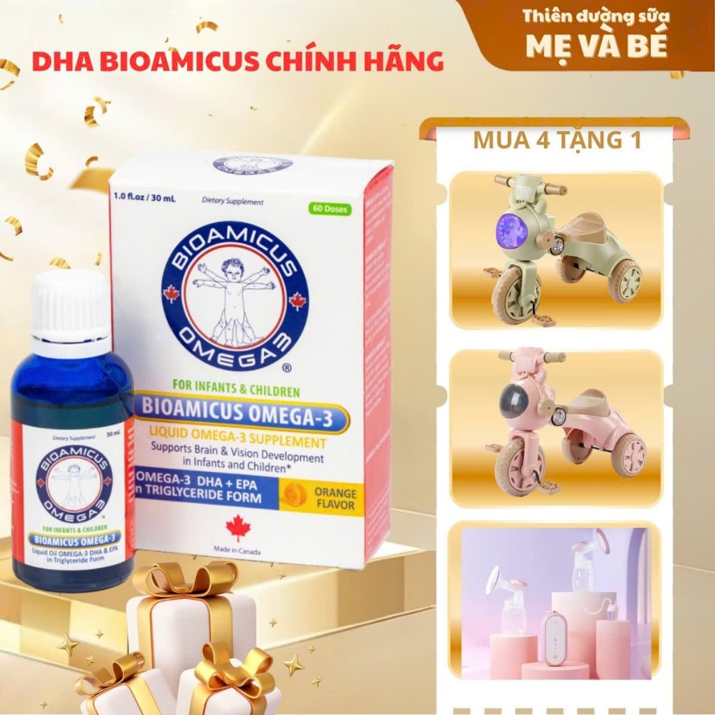 Combo 4 hộp BioAmicus DHA 30mL - Vị ngon độc quyền | Shopee Việt Nam