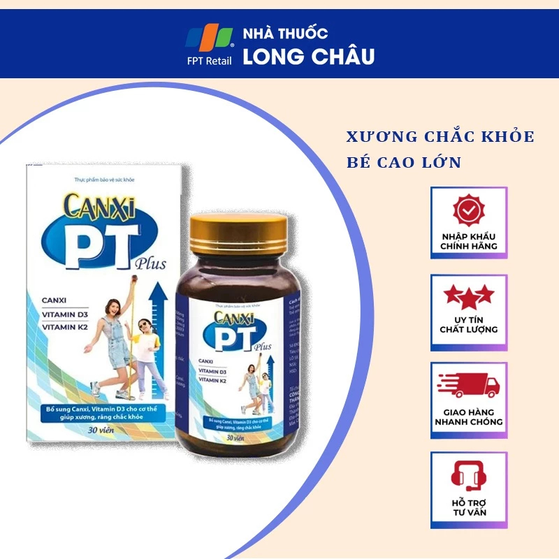 Viên uống bổ sung Canxi PT Plus phòng ngừa loãng xương dành cho trẻ nhỏ ...