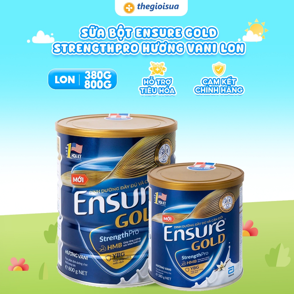 Sữa bột Ensure Gold StrengthPro Abbott hương vani lon 380g| 800g tăng miễn dịch Beta Glucan ...