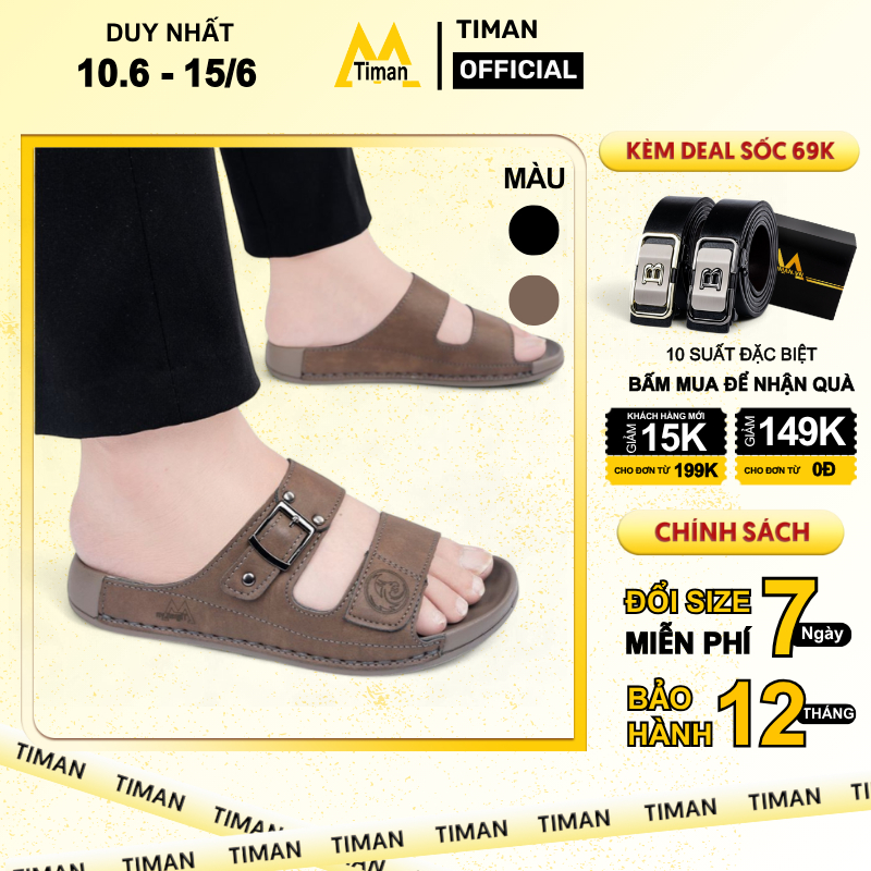 Dép da nam quai ngang dép lê đẹp xỏ ngón cao cấp cho nam trung niên ...