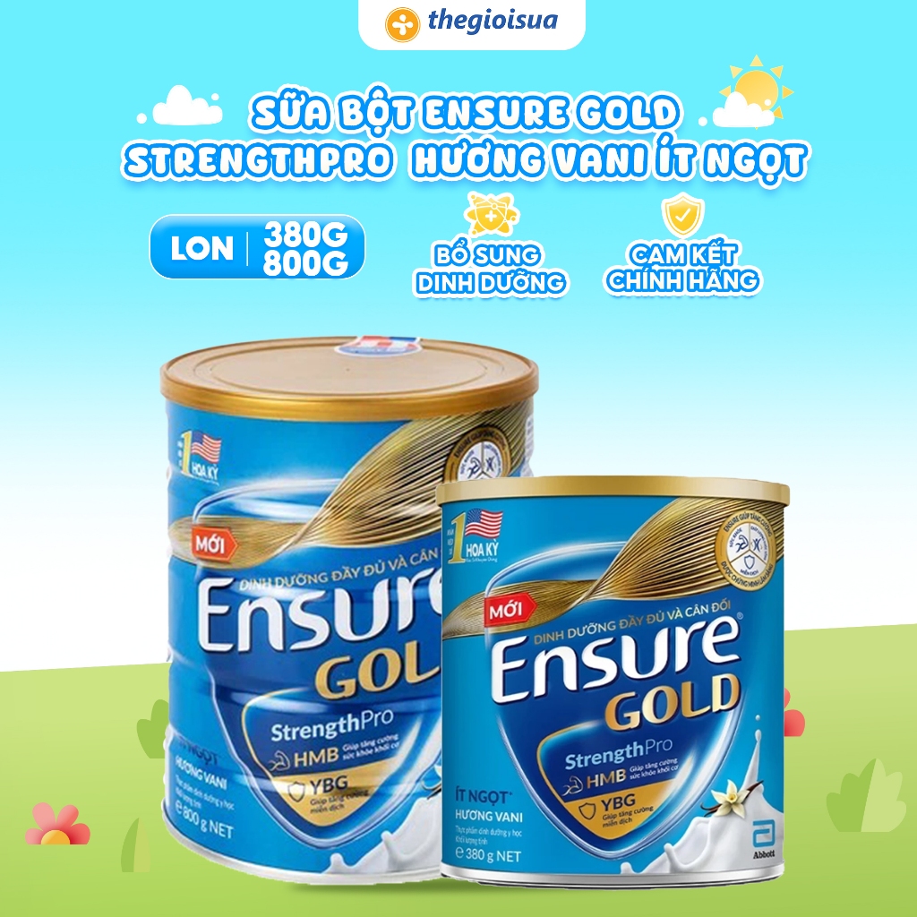 Sữa bột Ensure Gold StrengthPro Abbott hương vani ít ngọt 380g/ 800g ...