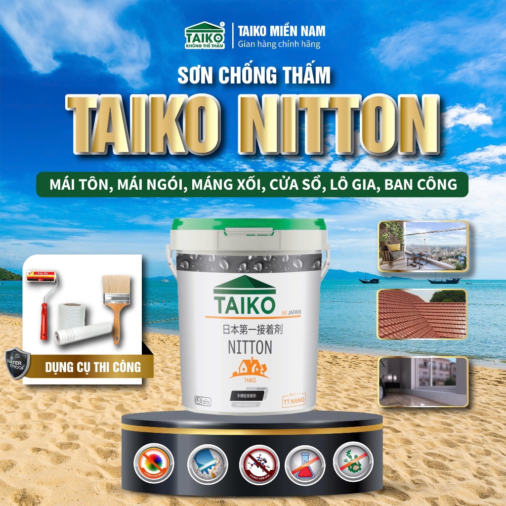 [1Kg-2Kg] Sơn Chống Thấm Sàn Mái TAIKO NITTON - Chống Thấm Sàn Lộ Thiên ...