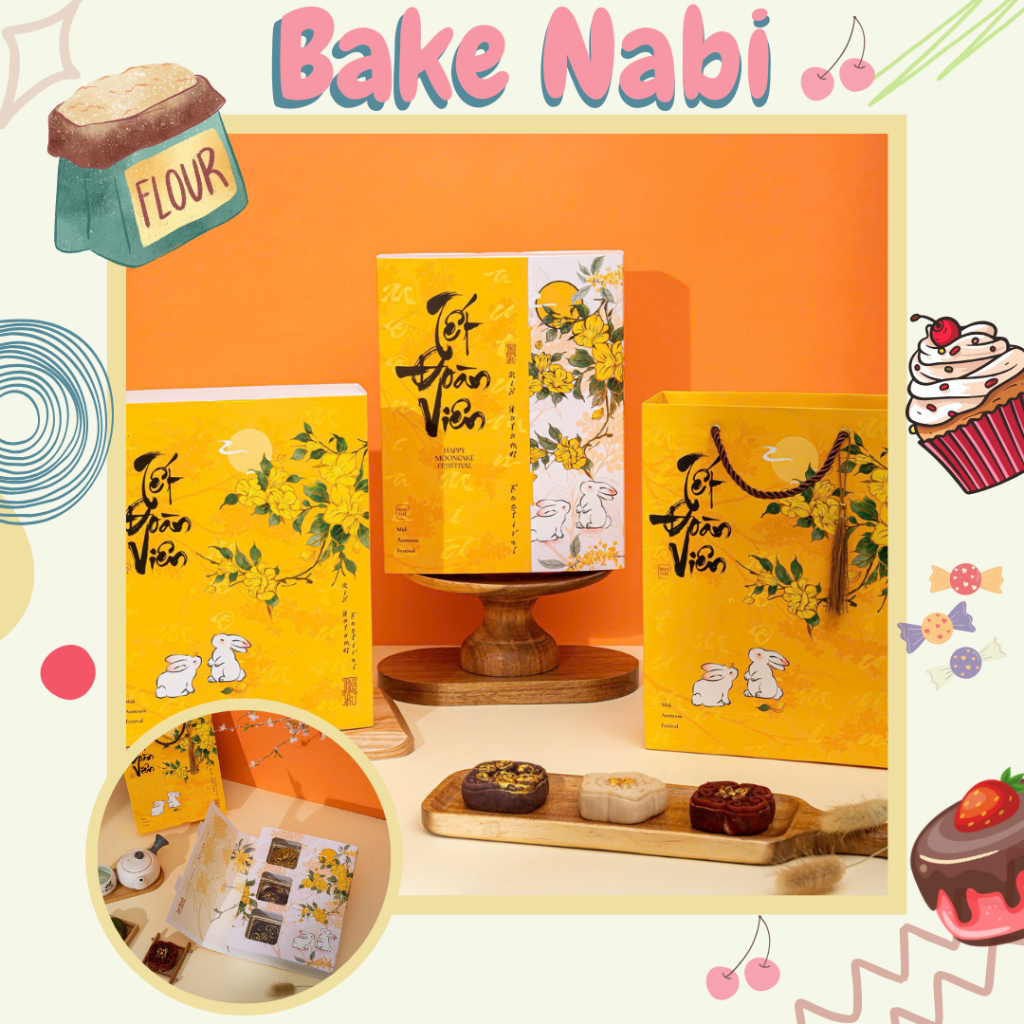 BỘ HỘP BÁNH TRUNG THU HOÀNG LAN THỐ ĐỰNG 6 BÁNH MINI NHỎ 50-100GRv ...