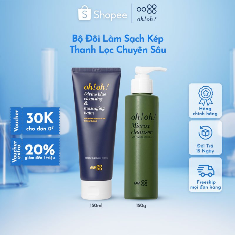 Bộ đôi làm sạch kép thanh lọc chuyên sâu oh!oh! Divine Blue Cleansing ...