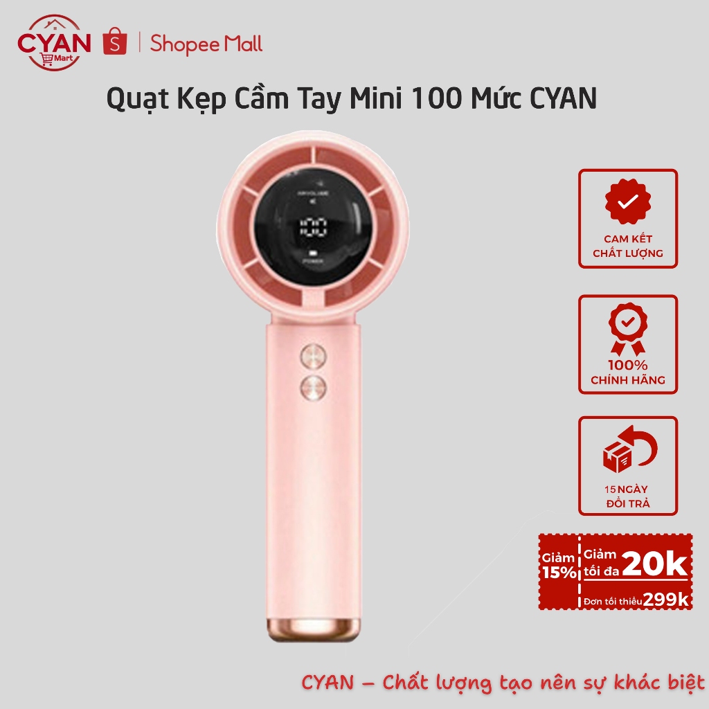 Quạt Cầm Tay Mini CYAN Tốc Độ Gió Siêu Mạnh 100 Cấp Độ Màn Hình Led ...