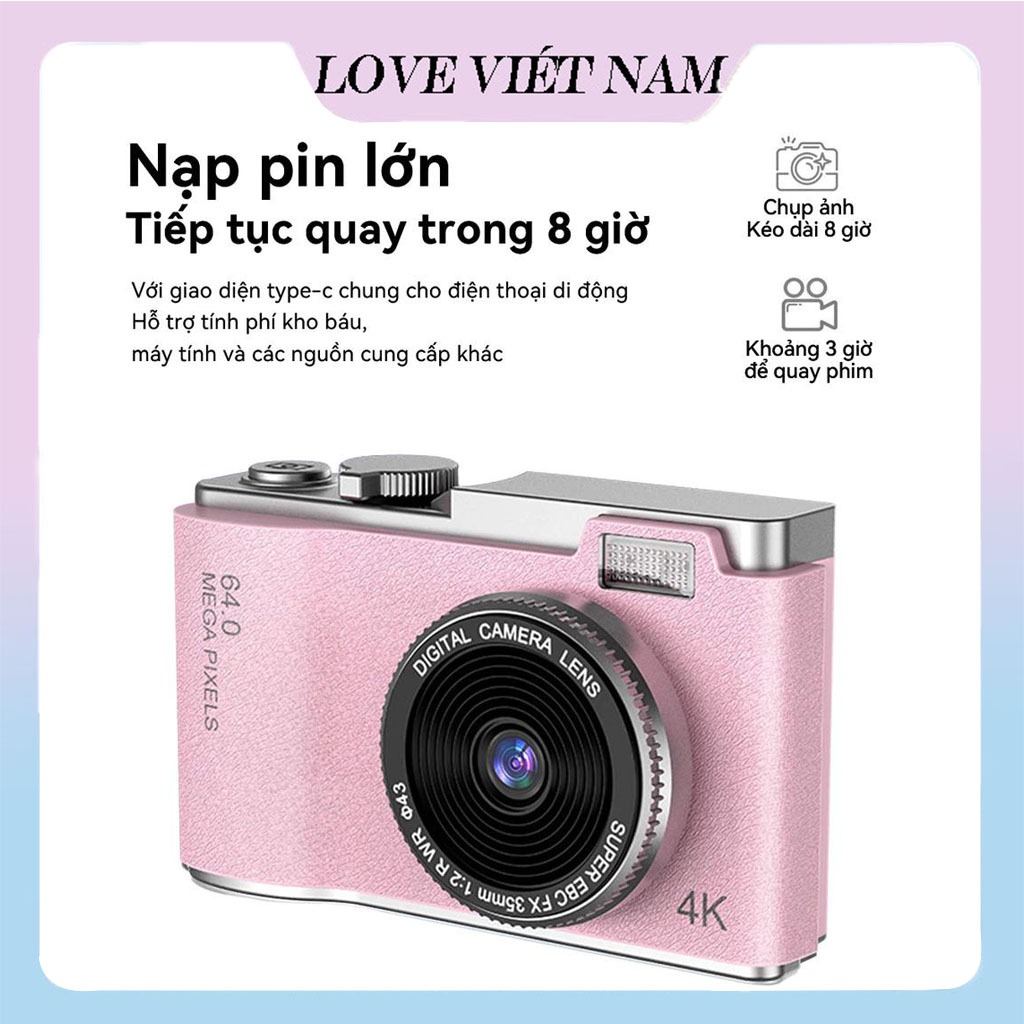 【🎁Gửi thẻ nhớ】Máy ảnh Selfie HD LK-003 Mini Dual Lens 4K Video Style Retro, phù hợp cho sinh ...