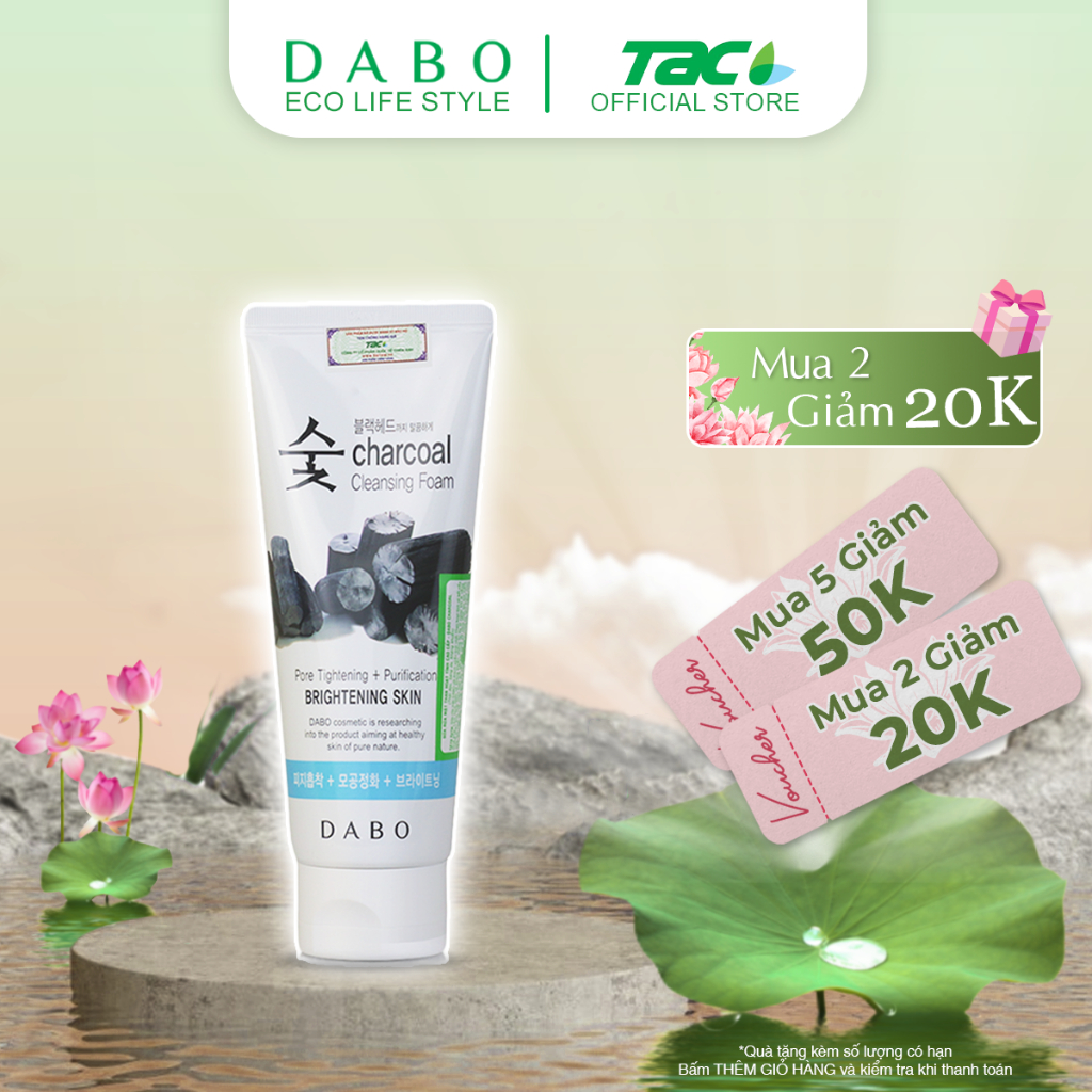 Sữa Rửa Mặt Than Hoạt Tính DABO Charcoal Cleansing Foam TAC 150ml Sạch ...