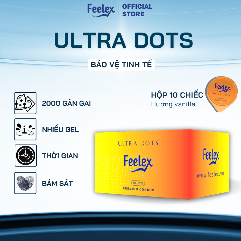 Bao cao su Feelex Ultra Dots siêu nhiều gai, nhiều gel bôi trơn - hộp ...