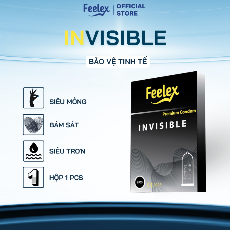 Bao cao su Feelex Invisible siêu mỏng, nhiều gel bôi trơn - Hộp 01 ...