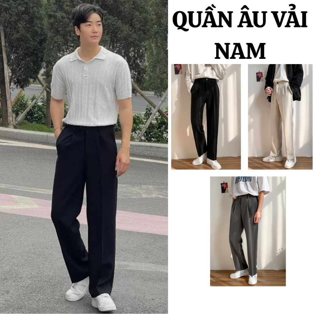 Quần Âu Vải Nam công sở cao cấp trẻ trung Dáng Suông chất vải cao cấp ...