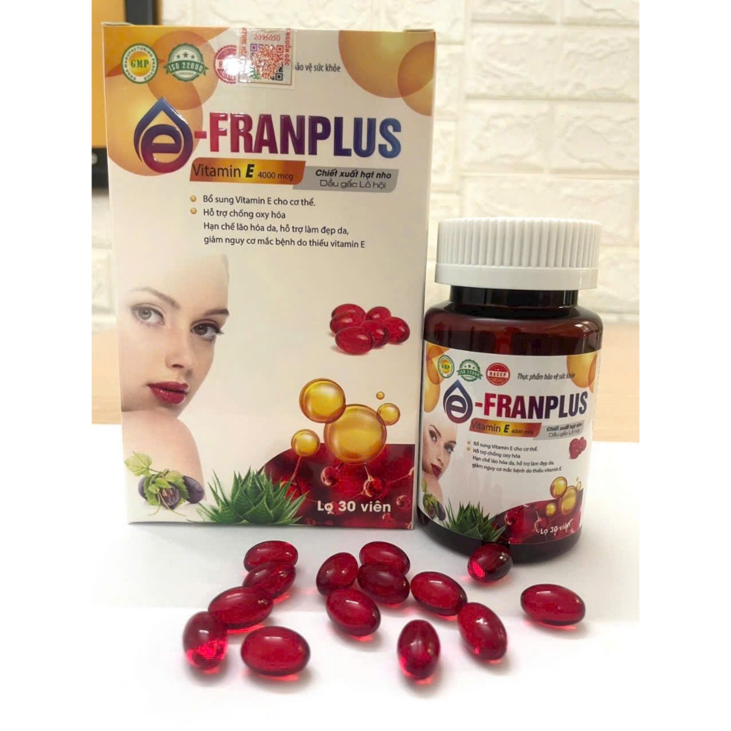 Viên Uống đẹp da Vitamin E Đỏ 4000mcg Franplus ngăn ngừa lão hóa, dưỡng ...