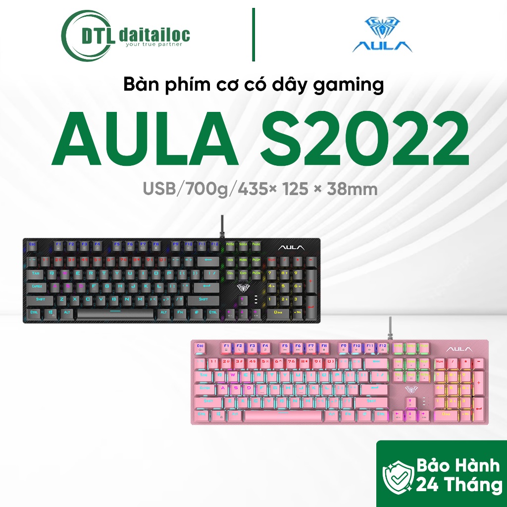 Bàn phím cơ có dây gaming AULA S2022 Màu Đen Hồng Blue Switch USB 700g | Chính Hãng | Bảo Hành ...