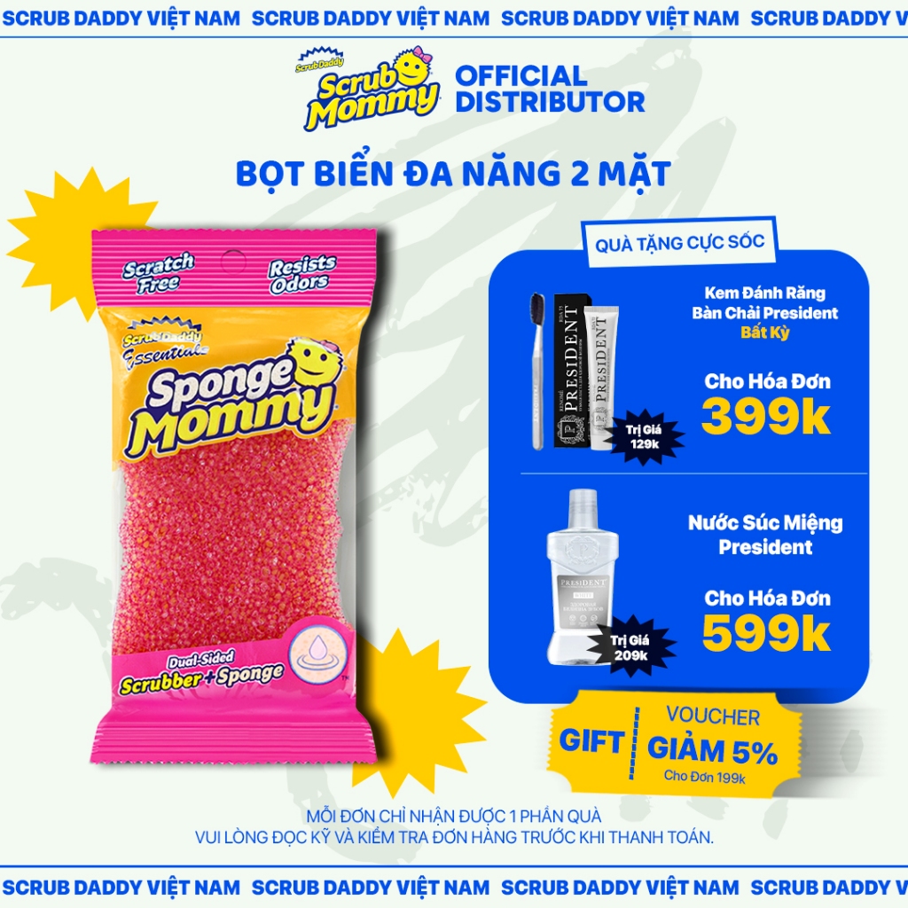 [Phiên Bản Essentials] Miếng cọ rửa và bọt biển Scrub Daddy Sponge ...