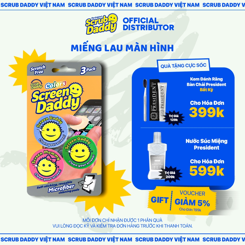 Miếng lau màn hình cho điện thoại, ipad, kính,... Screen Daddy Colors ...