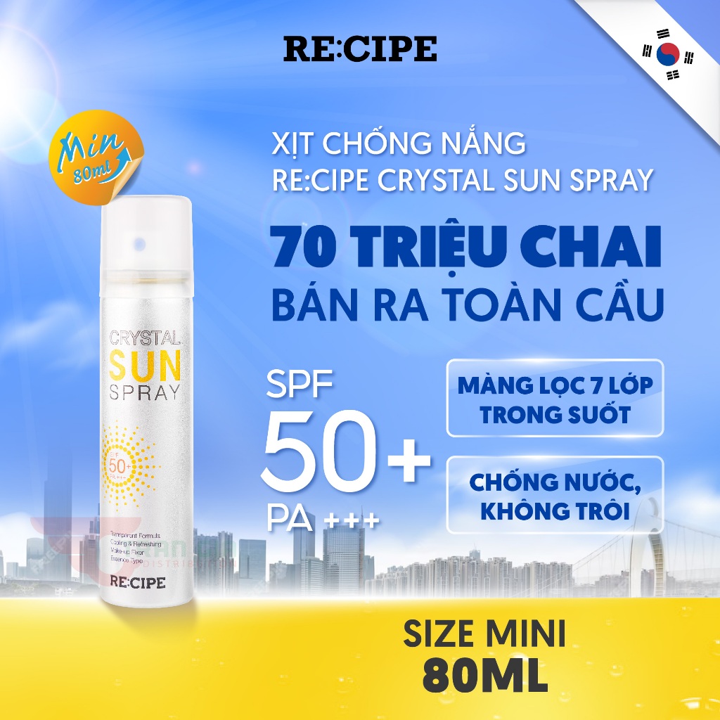 [BẢN CAO CẤP] Xịt Chống Nắng Body Recipe Crystal Sun Spray Bản Mới Chống Nước Ngăn Chặn Tia UV ...