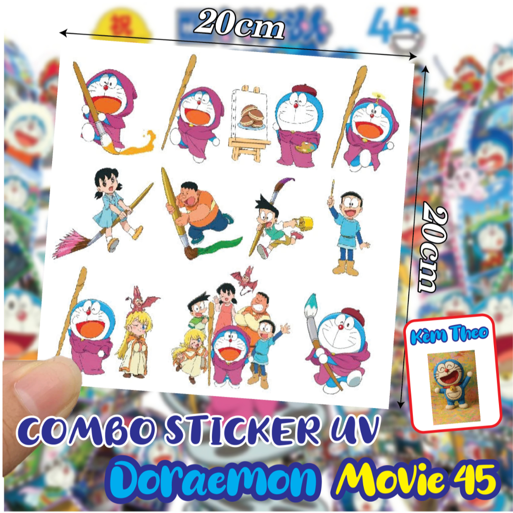 Combo sticker UV Doraemon NEW Movie45 dán lên Gốm Sứ, Nhựa, mica, Kim ...