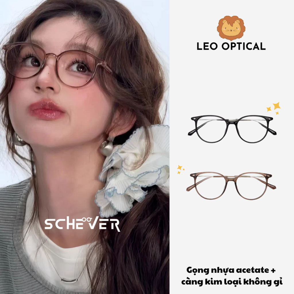 Kính mắt tròn bầu cao cấp chuyên lắp cận LEO OPTICAL LY83054 | Shopee Việt Nam