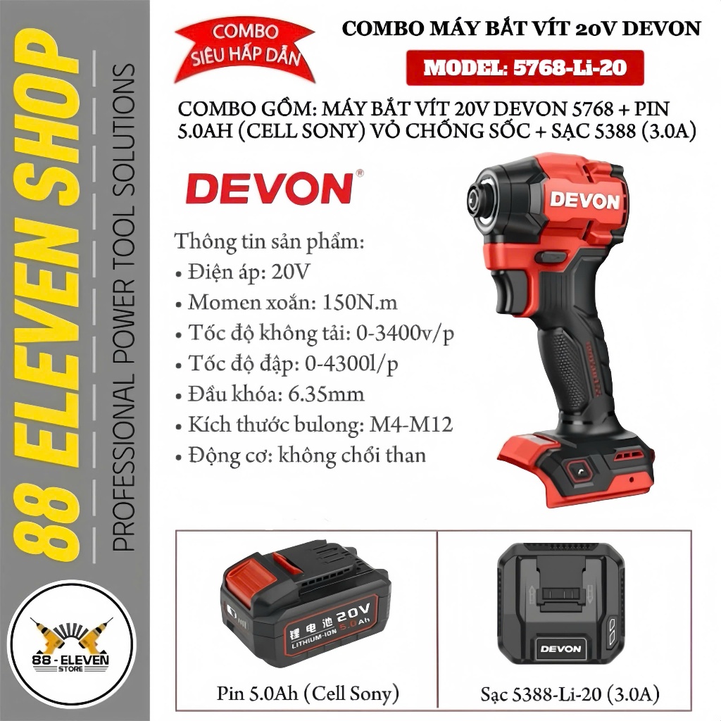 Combo Máy Bắt Vít 20V Devon 5768-Li-20 | Shopee Việt Nam
