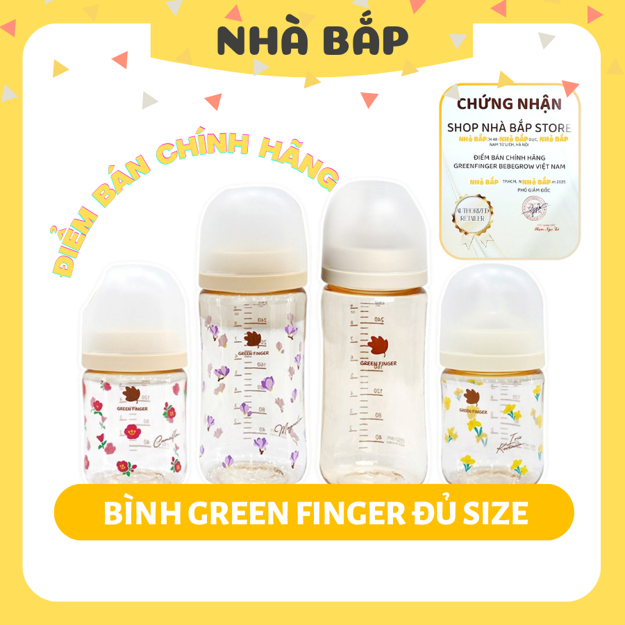 Bình sữa Green Finger 2 van thoát khí, núm ti mềm, PPSU chính hãng cho bé 160ml/280ml - Nhà Bắp ...