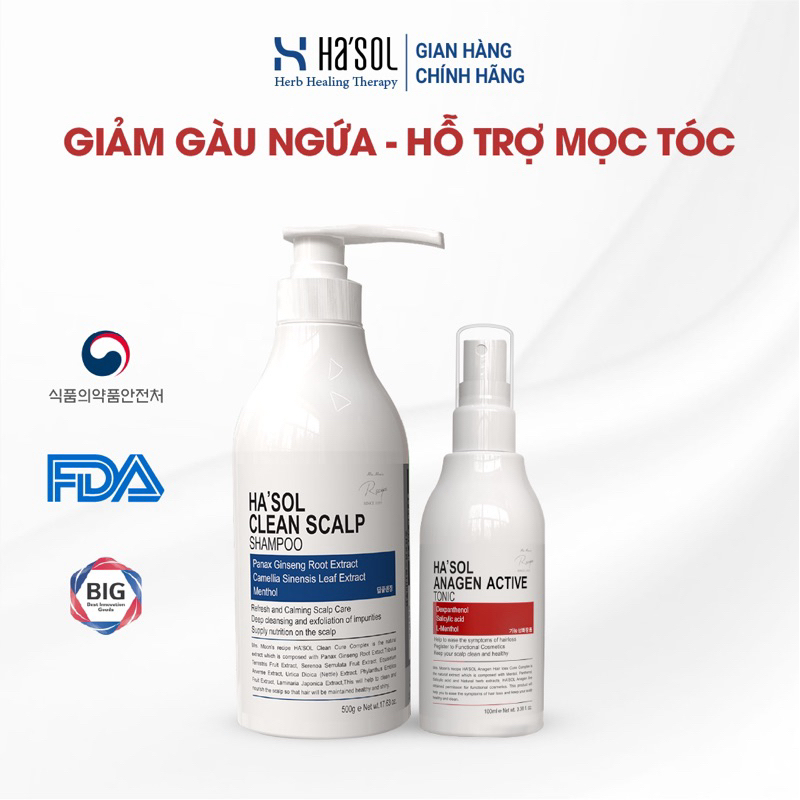 Combo Dầu Gội Chống Gàu Nấm Ngứa Hasol Clean Scalp Shapoo + Xịt Mọc Tóc ...