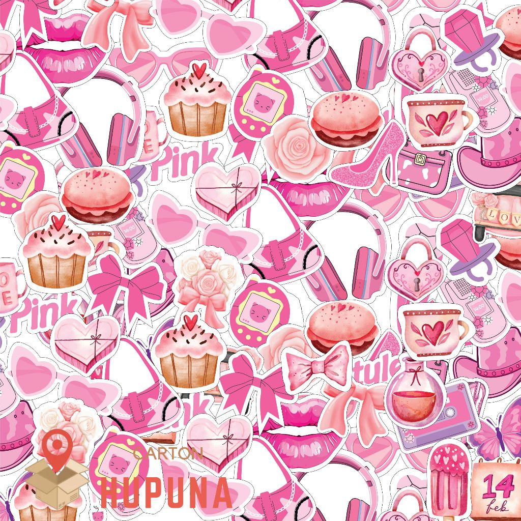 Combo 50 Sticker Trang Trí Graffiti Tông Hồng – Chống Thấm, Siêu Cute ...