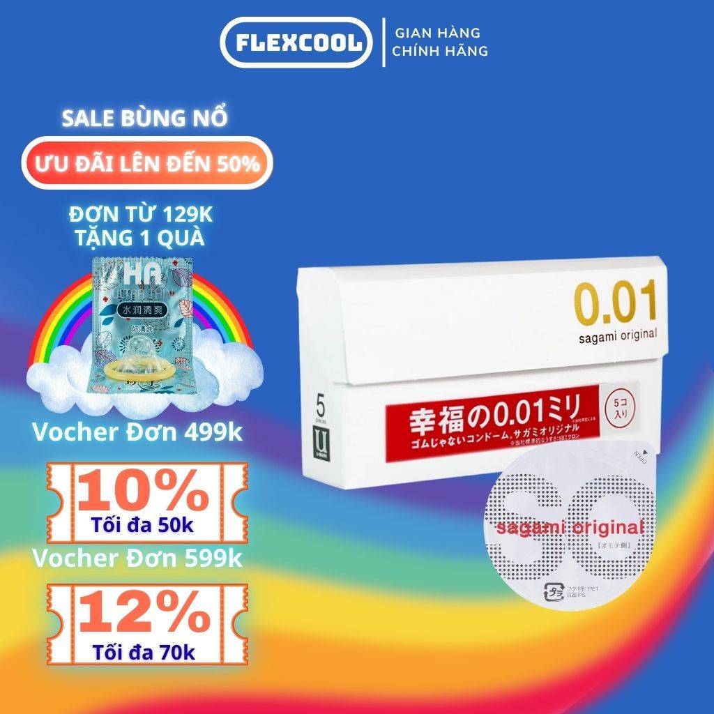 Bao cao su Sagami 001 - Non latex – BCS Siêu mỏng 0.01 mm - 01 Hộp 5 ...