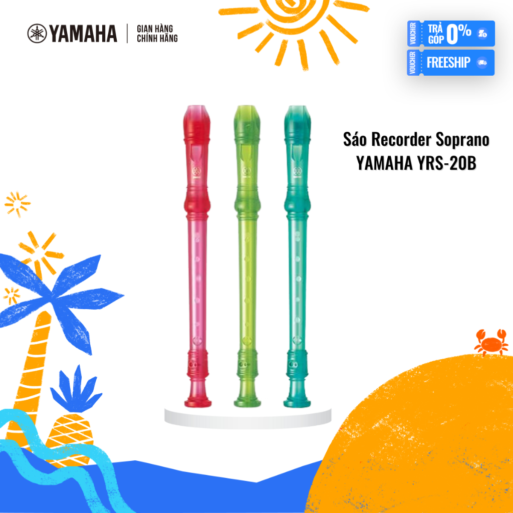 Sáo dọc Recorder Soprano Rainbow YAMAHA YRS-20B kèm túi đựng (3 màu lựa ...