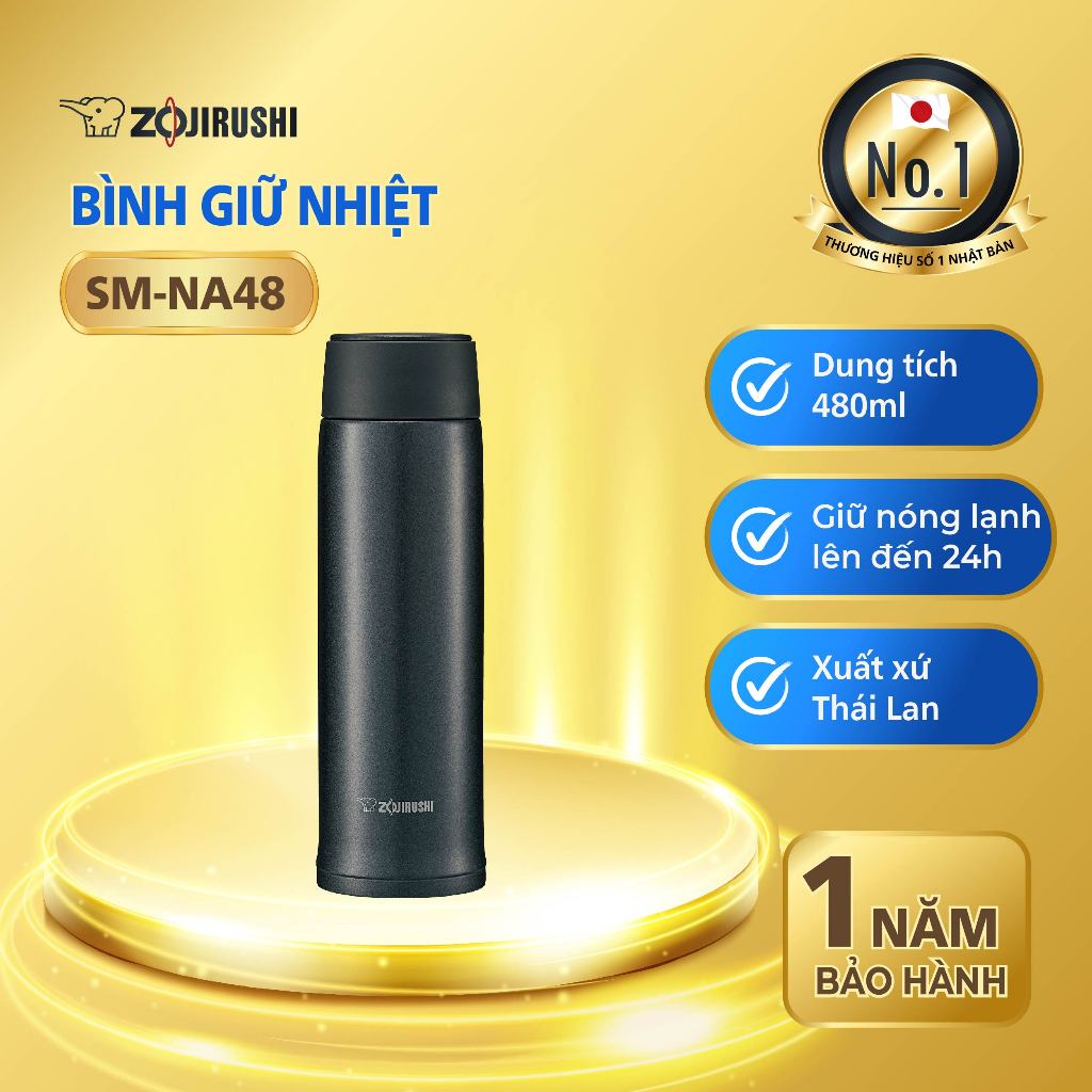 Bình giữ nhiệt Zojirushi SM-NA48-BA 0,48L(Màu đen), bảo hành giữ nhiệt 1 năm chính hãng | Shopee ...