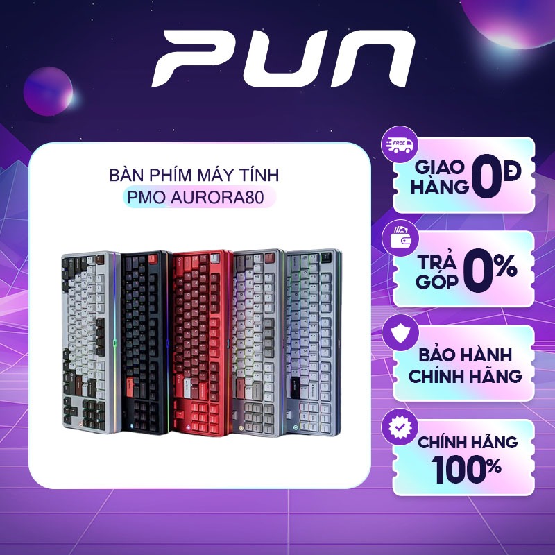 Bàn Phím Cơ Prebuild PMO Aurora 80 – TKL 87 Phím | Nhôm CNC | 3 Chế Độ Kết Nối | Gasket Mount ...