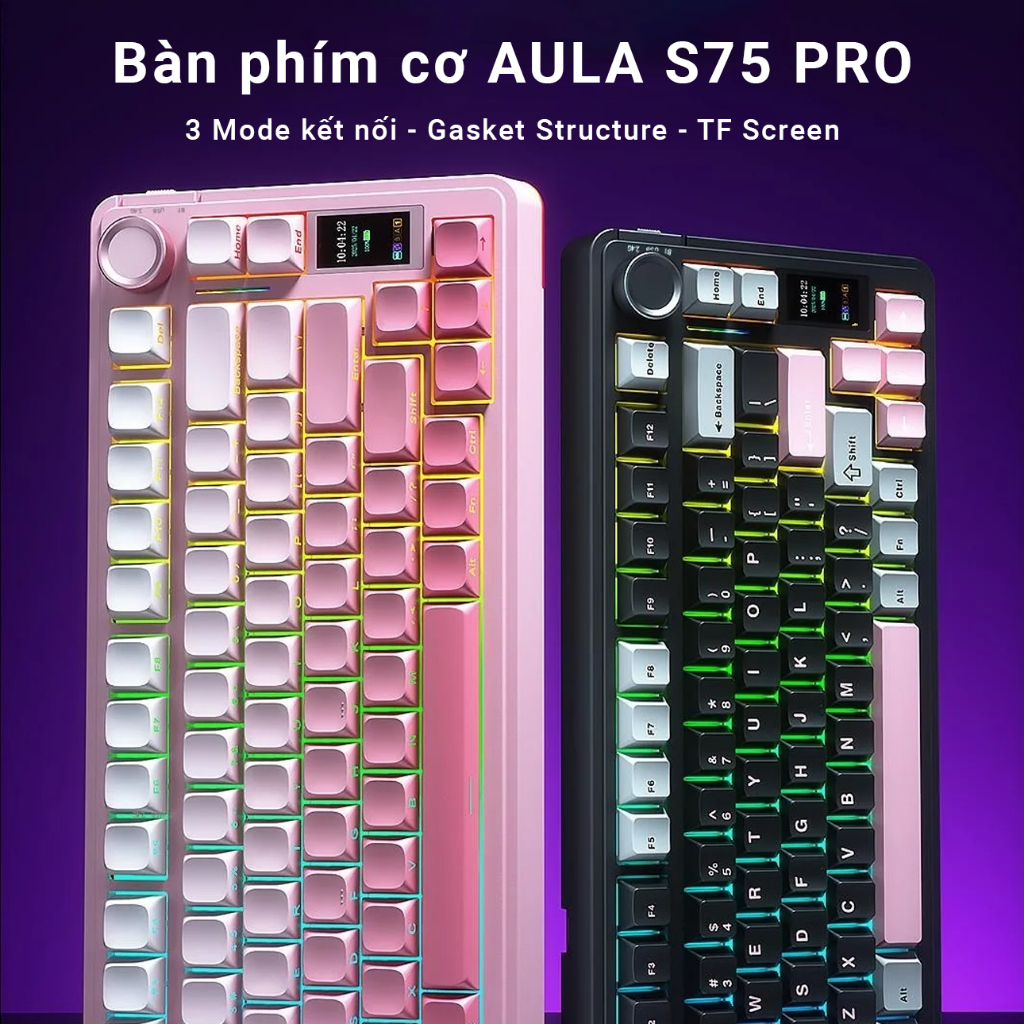 [AULA S75 Pro] Bàn phím cơ AULA S75 Pro - Núm xoay và màn hình 1.14 - 3 ...