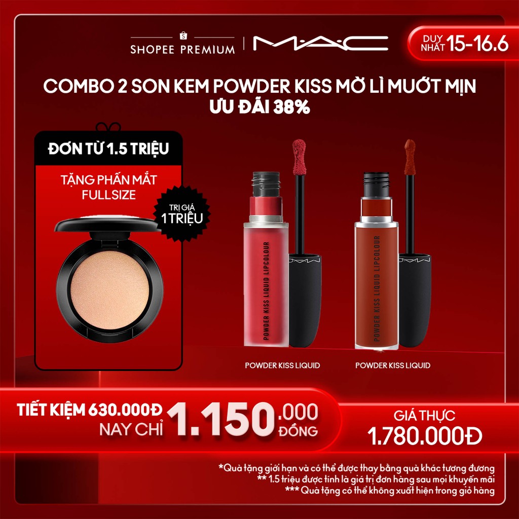 [ĐỘC QUYỀN 15-16.6] MAC - Bộ 2 món: Son kem Powder Kiss Liquid ...