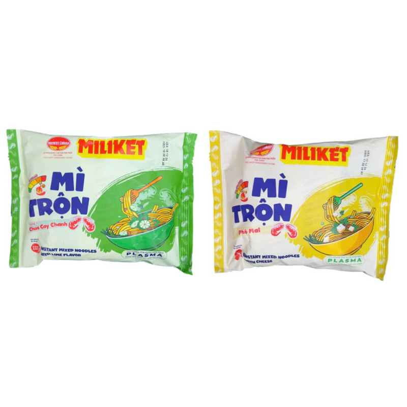 MÌ TRỘN MILIKET 117G VỊ CARBONARA/ KIM CHI/ PHÔ MAI/ CHUA CAY CHANH ...