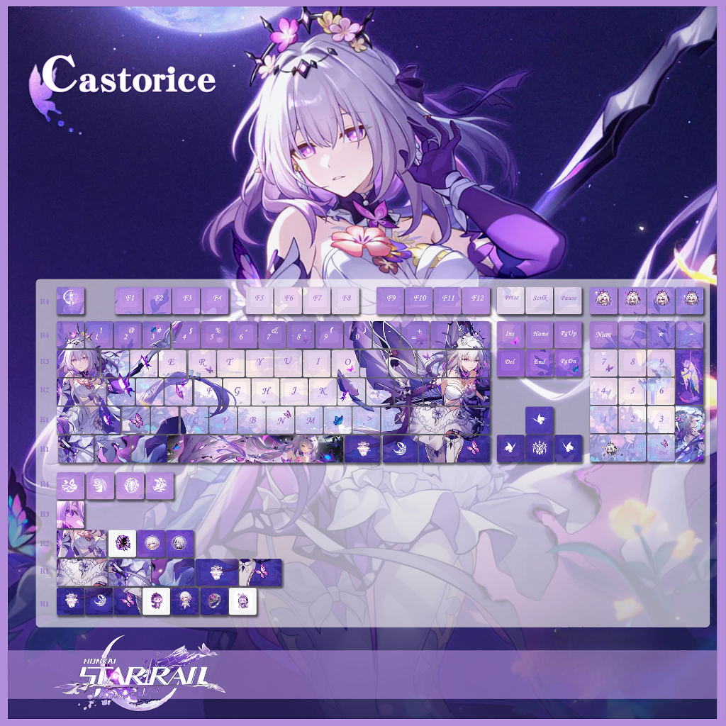 Keycap Honkai: Star Rail Castorice thick PBT xuyên led in dyesub 5 mặt ...