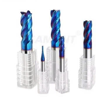 Dao phay ngón CNC 65hrc 4 me cắt (mới) endmill phủ nano xanh, phay thép, gang, thép sau nhiệt ...