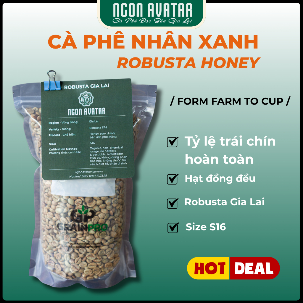 Cà phê nhân xanh Robusta Honey Ngon Avatar Coffee chọn lọc trái chín ...