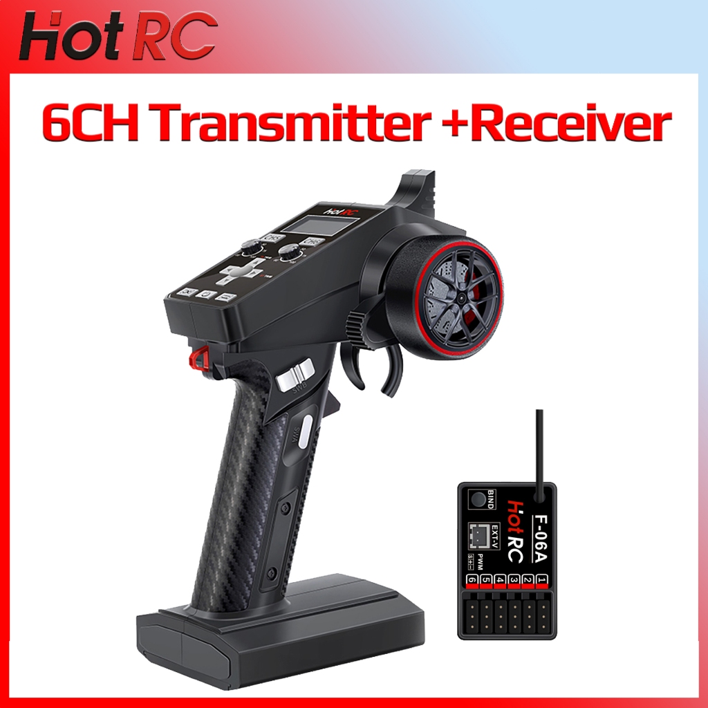 HOTRC CT-6A 6CH One-handed Radio Transmitter 2.4GHz Remote Controller ...