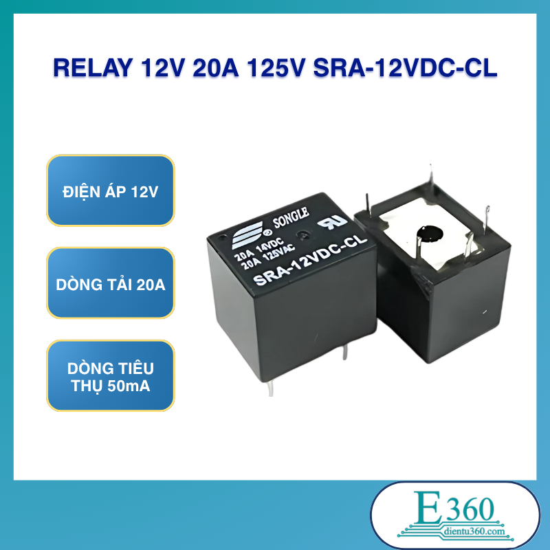 Relay 12V 20A 125V | SRA-12VDC-CL - Relay Chất Lượng Cao (5Pcs ...