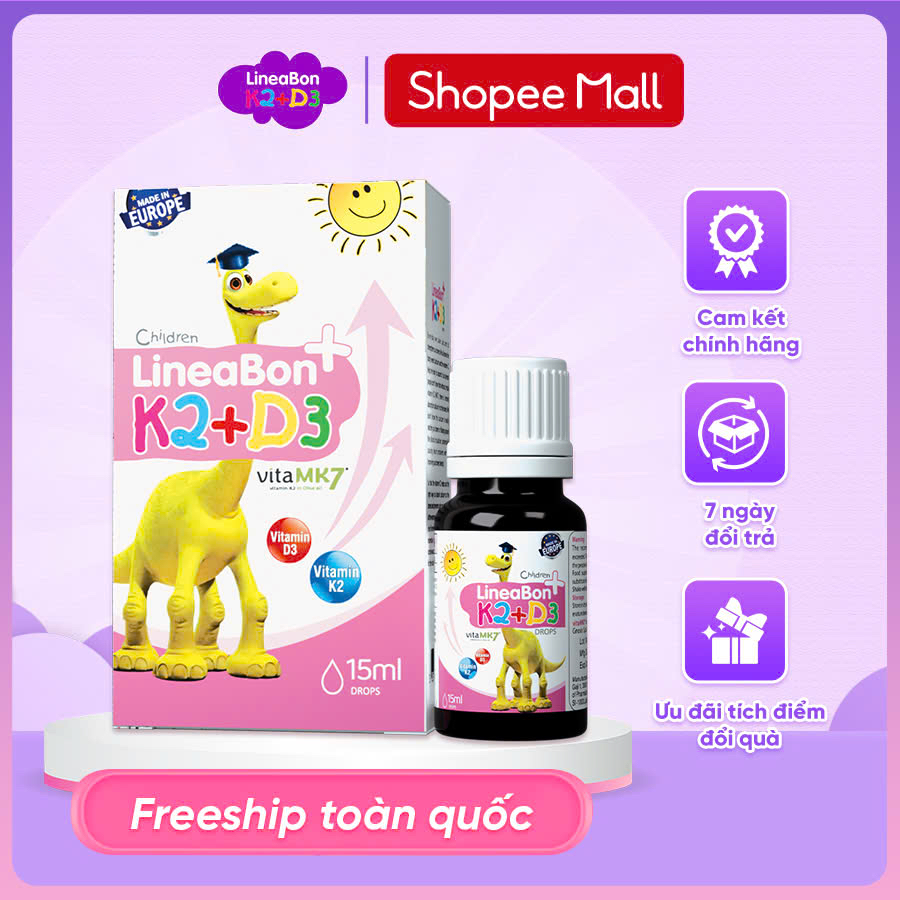 [Phiên bản tiết kiệm] LineaBon K2+D3 15ml - Vitamin D3, K2 hỗ trợ hấp thu canxi cho bé | Shopee ...