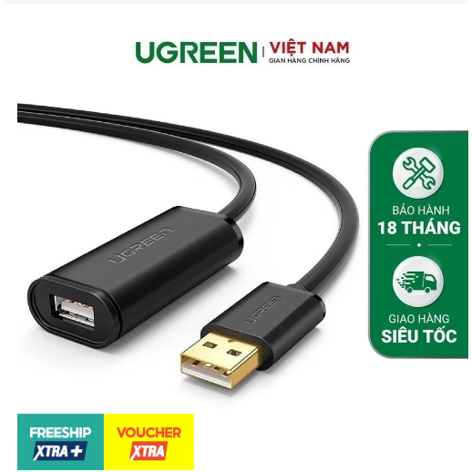 Cáp USB nối dài 10m có chíp khuếch đại Ugreen 10321 Cao Cấp Phân Phối Chính Hãng BH 18 Tháng ...