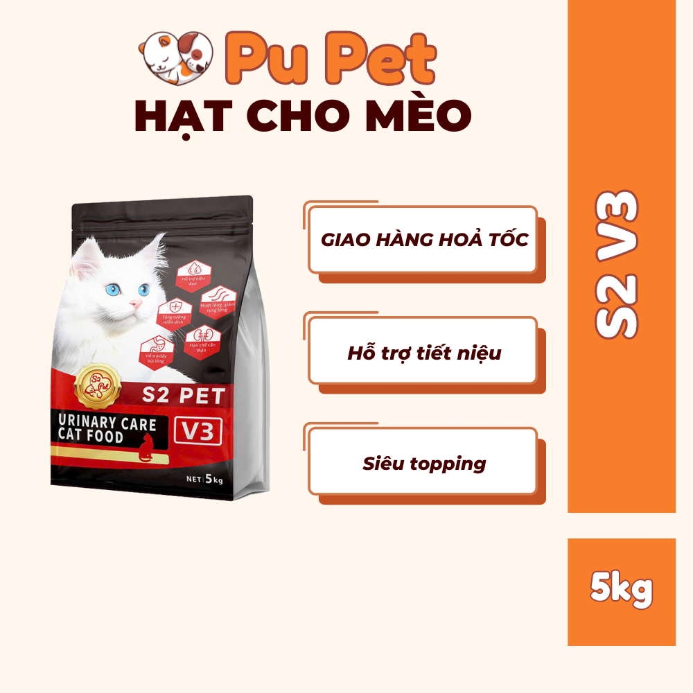 Thức ăn hạt cho mèo S2 Pet V3 Urinary Gói 1KG 2KG 5KG hỗ trợ thận, hỗ ...