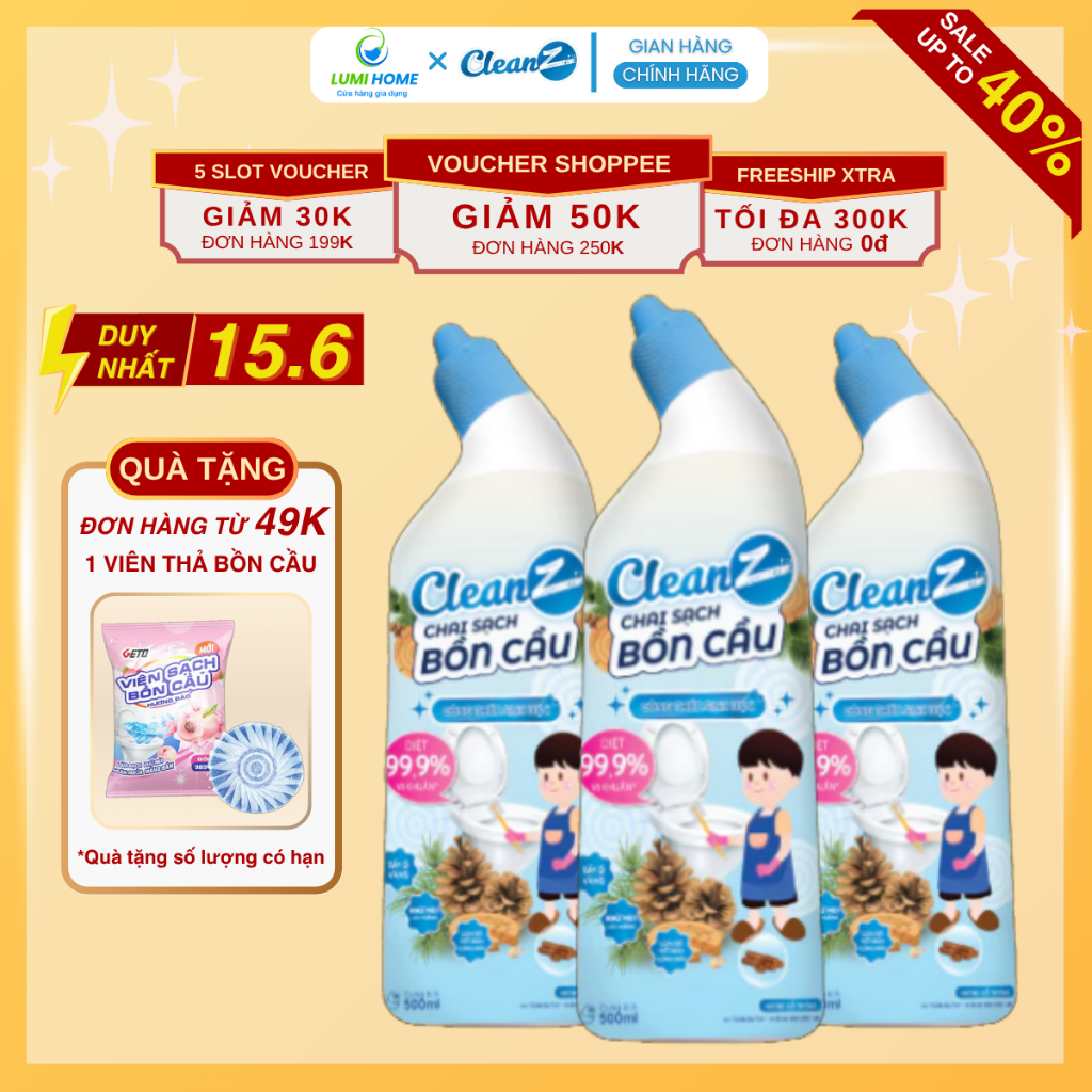 Chai sạch bồn cầu CleanZ hương gỗ thông 500ml - Tẩy sạch mảng bám hiệu ...
