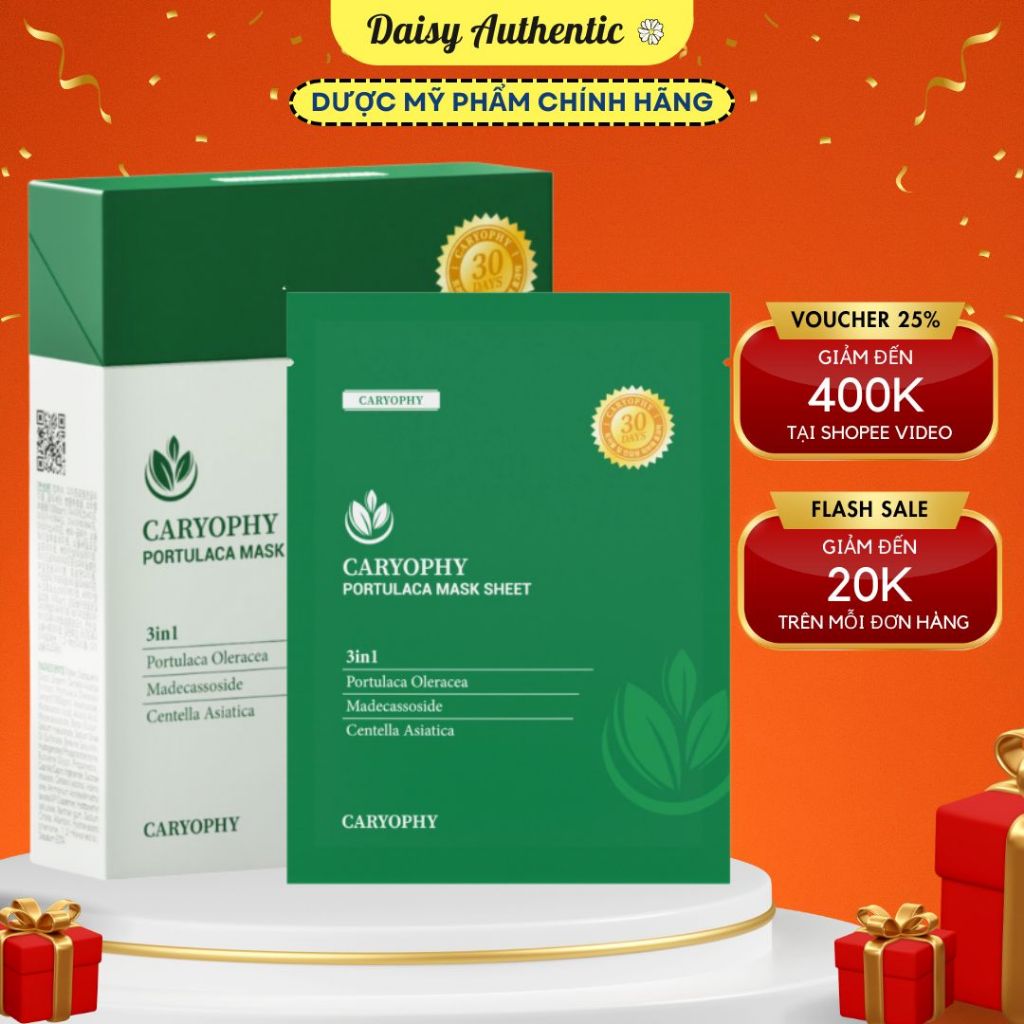Mask Caryophy Portulaca Mask Sheet (Hộp 10 miếng) - Mặt nạ giảm mụn ...