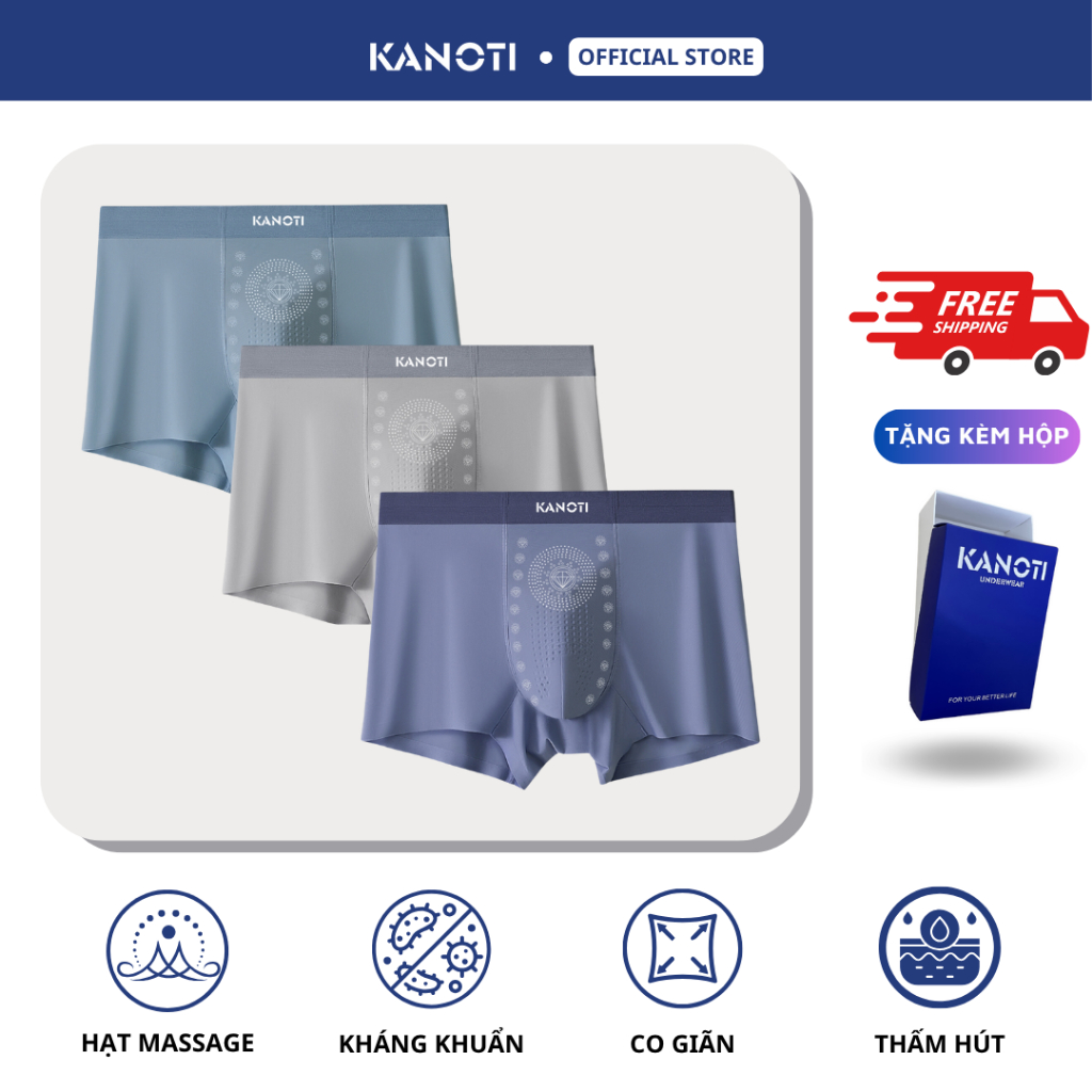 Combo 3 Quần lót nam thun lạnh cao cấp KANOTI, quần sịp đùi nam thoáng khí kháng khuẩn CBK063 ...