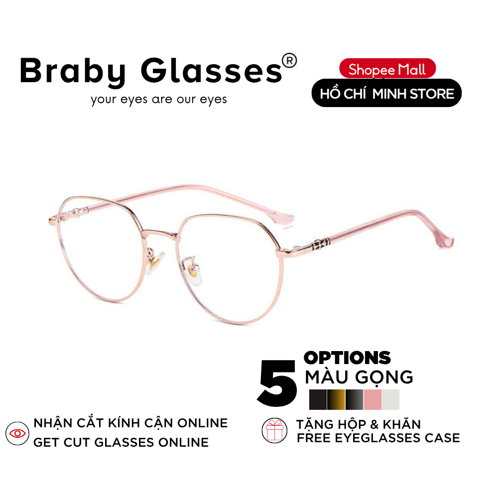 Gọng Kính Cận Dẻo Đa Giác Nam Nữ Braby Glasses Chất Liệu Thép Không Gỉ ...