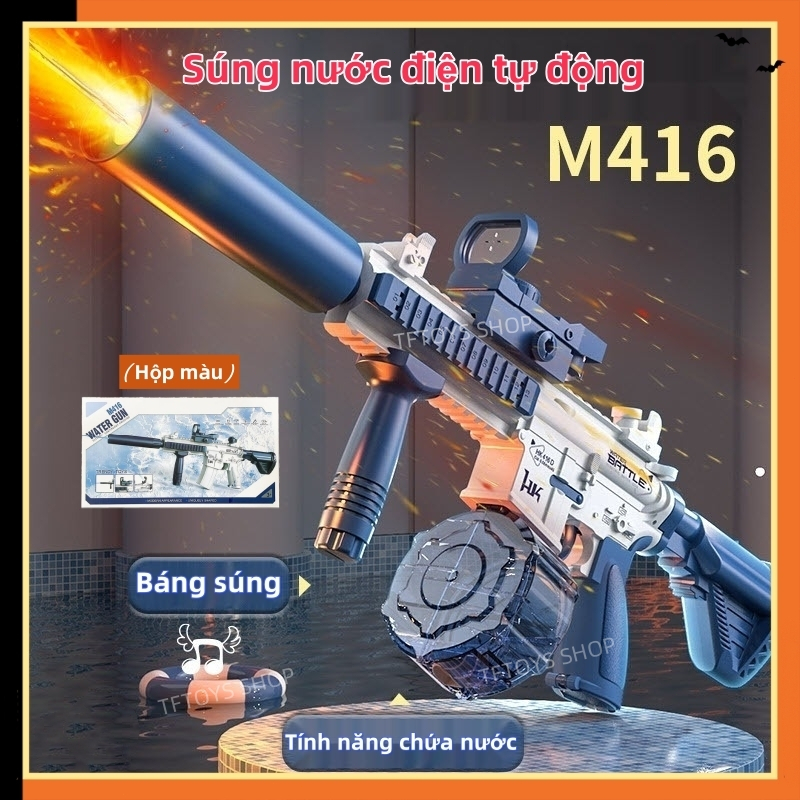 【Mẫu mới】Đồ chơi Súng Nước Điện Tự Động M416 Bản Nâng Cấp Có Đèn Bình ...