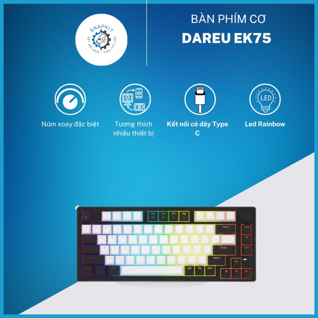 Bàn Phím Cơ Snapkit Dareu EK75 Trắng Đen | Layout 75% | Switch Dream ...