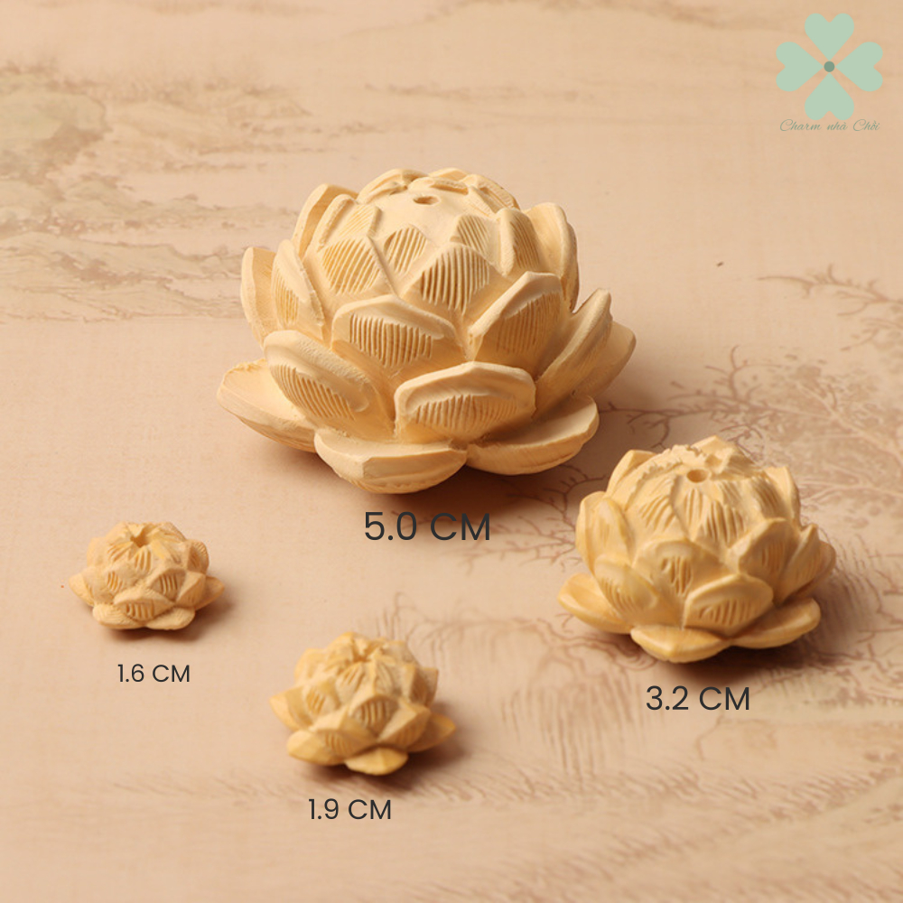 Charm Hoa Sen Gỗ Hoàng Dương 32mm Phụ Kiện Phong Thủy, Handmade ...