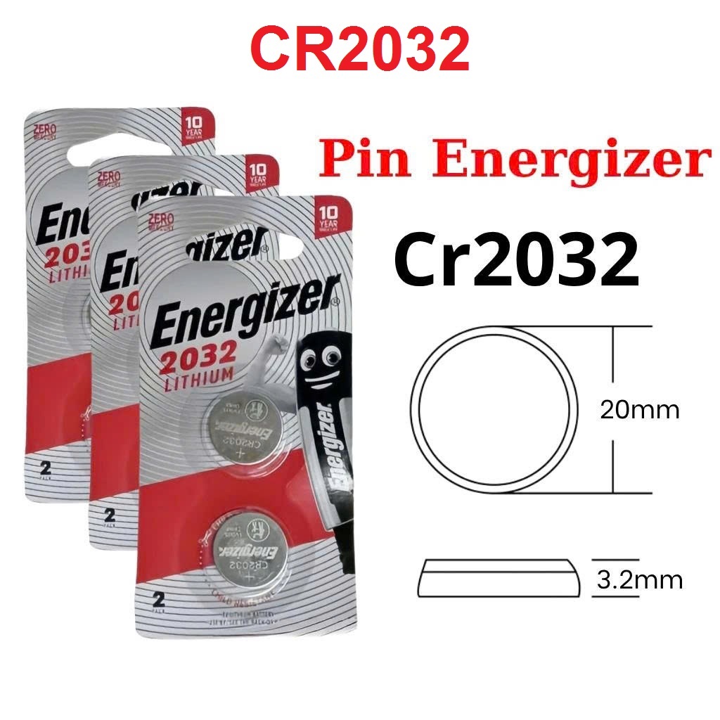 Pin cúc áo pin CR2032 3V Energizer vỉ 2 dùng cho remote, máy tính ...