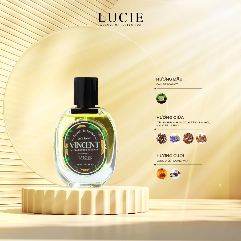 Nước hoa nam LUCIE Vincent 30ml hương thơm Phóng khoáng, Nam tính, Cuốn ...