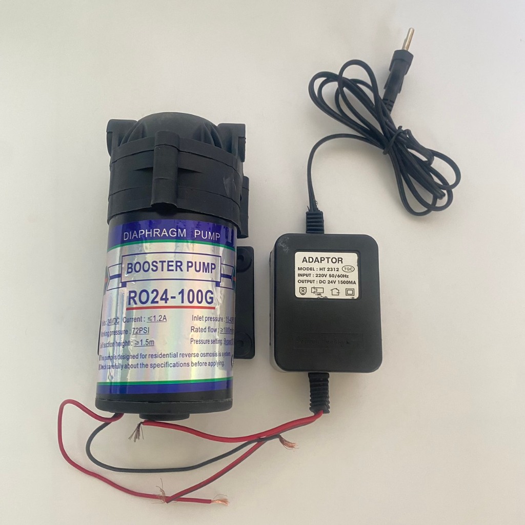 Bơm 24V Booster Pump RO24-100G kèm Adaptor nguồn 24V - Dùng Cho Máy Lọc ...